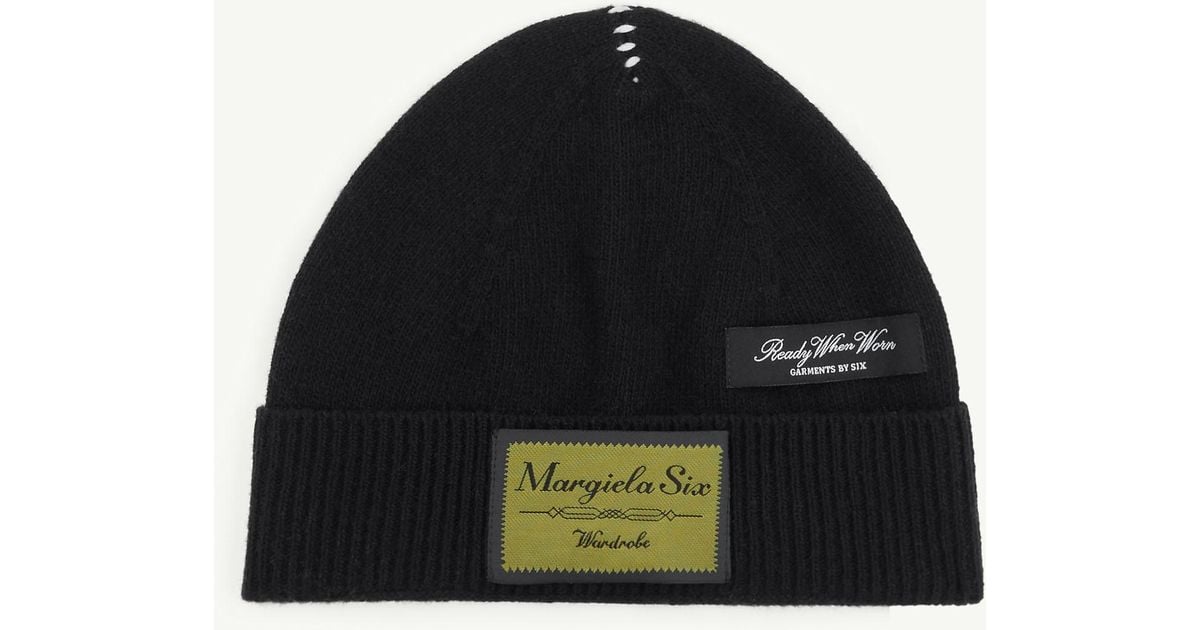 MM6 by Maison Margiela Wool-Blend Beanie in Black | Lyst UK