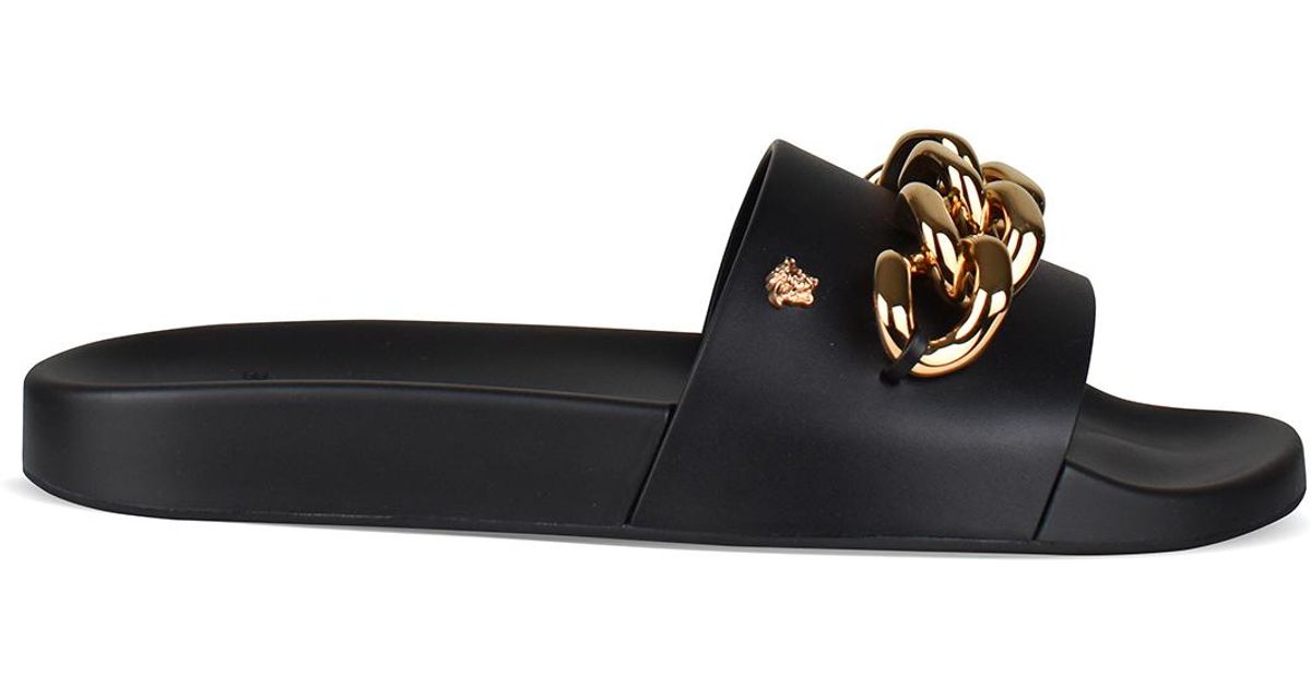 Versace Slides in Black | Lyst