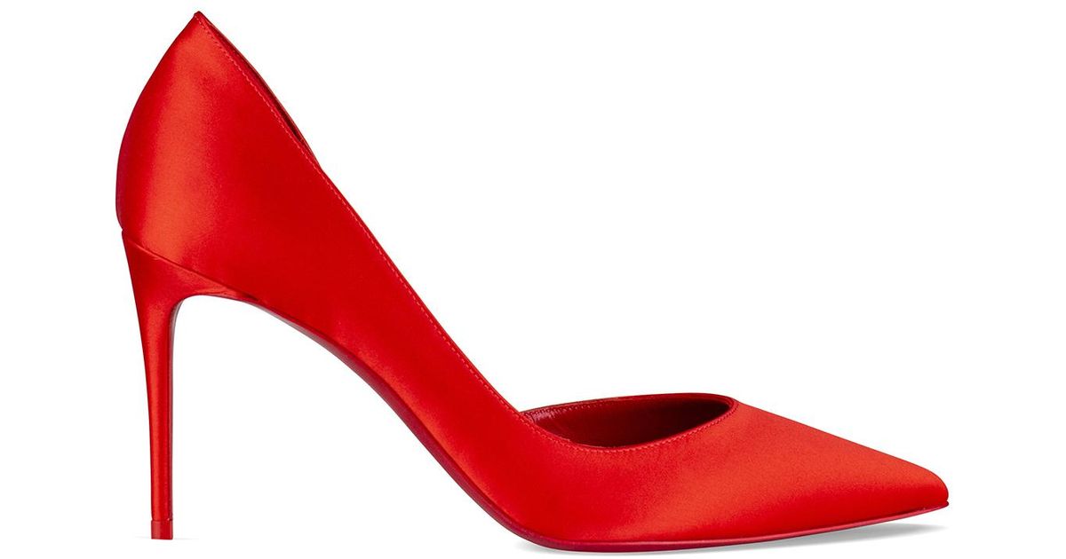 Christian Louboutin Iriza Satin Pointed-Toe Pumps in Red | Lyst