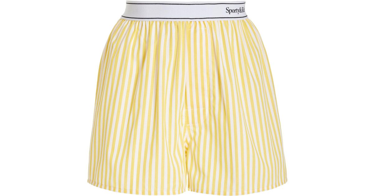Sporty & Rich Striped Cotton Boxer Shorts in Natural | Lyst