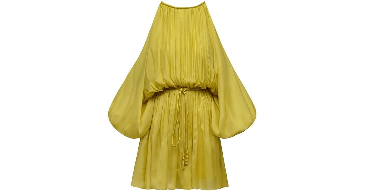 Maria Elena Villamil Alina Silk Dress in Yellow | Lyst UK