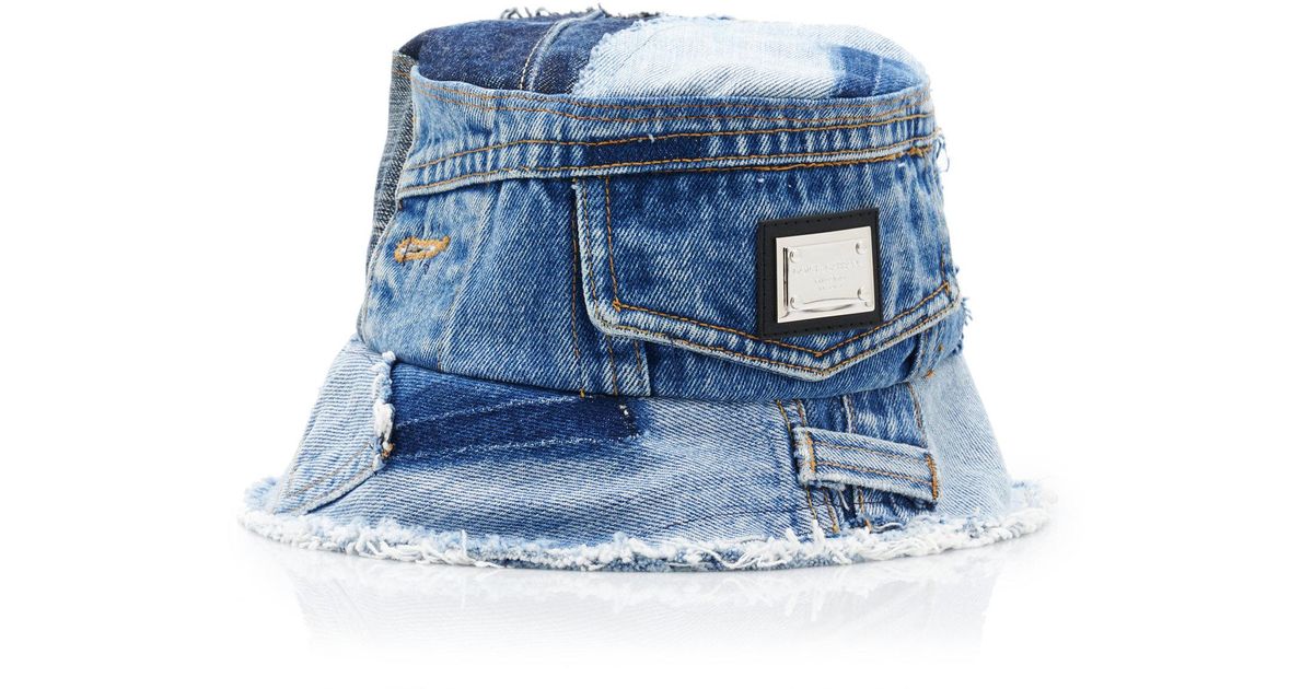 Dolce & Gabbana Patchwork Denim Bucket Hat in Blue | Lyst