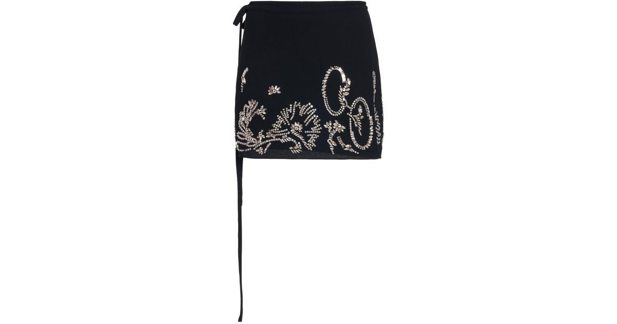 Dries Van Noten Gabrina Embellished Crepe Mini Skirt in Black | Lyst UK