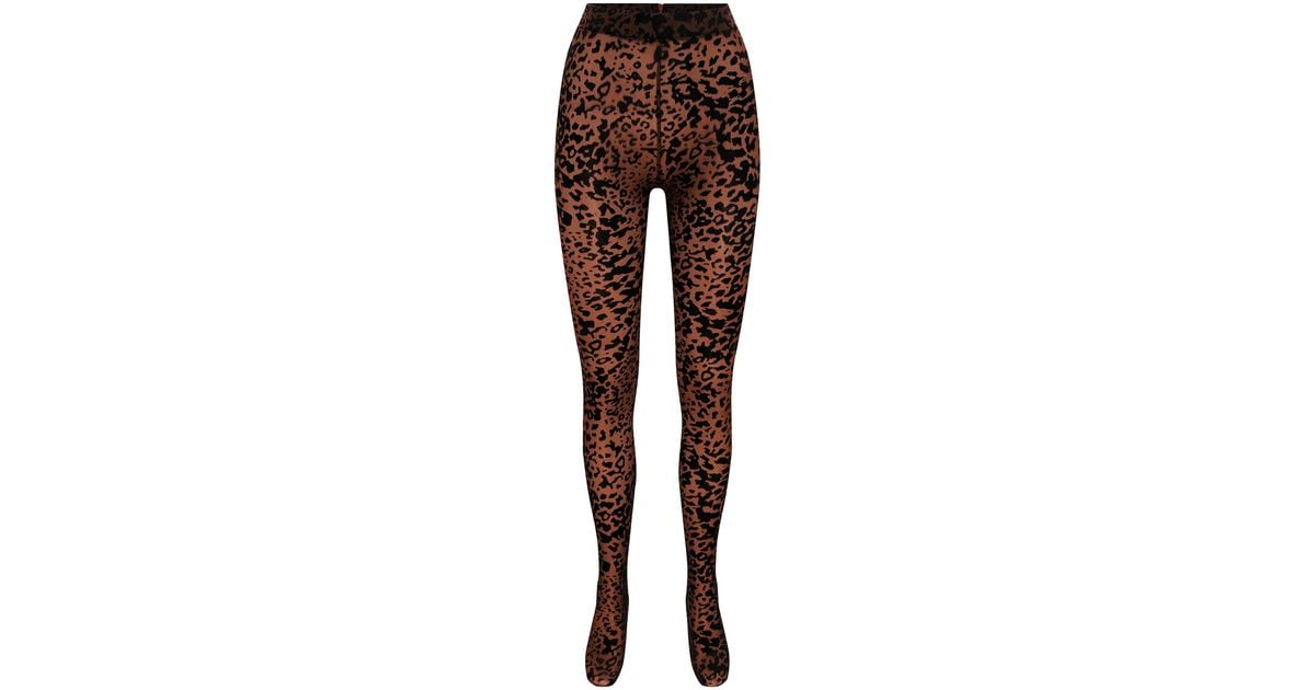 Alex Perry Leopard Burnout Mesh Stockings in Brown | Lyst