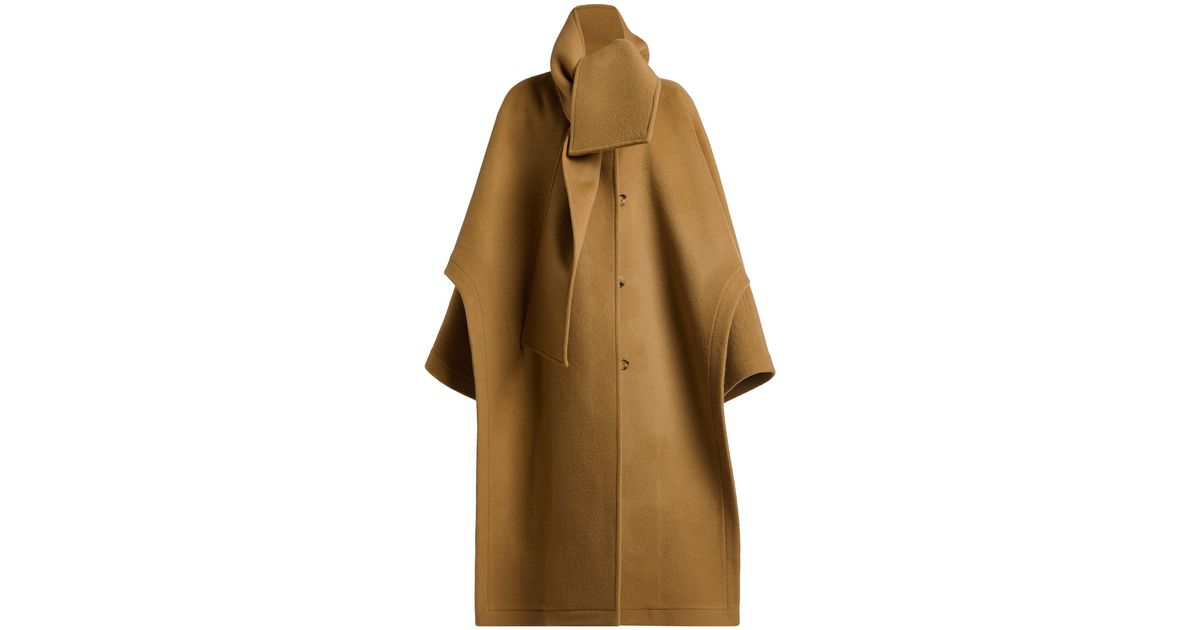 A.W.A.K.E. MODE Oversized Wool Poncho Coat in Brown | Lyst