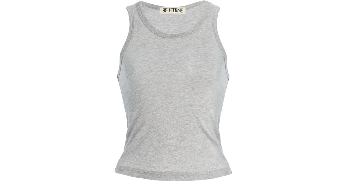 ÉTERNE Fitted Cotton-modal Tank Top in Grey | Lyst UK