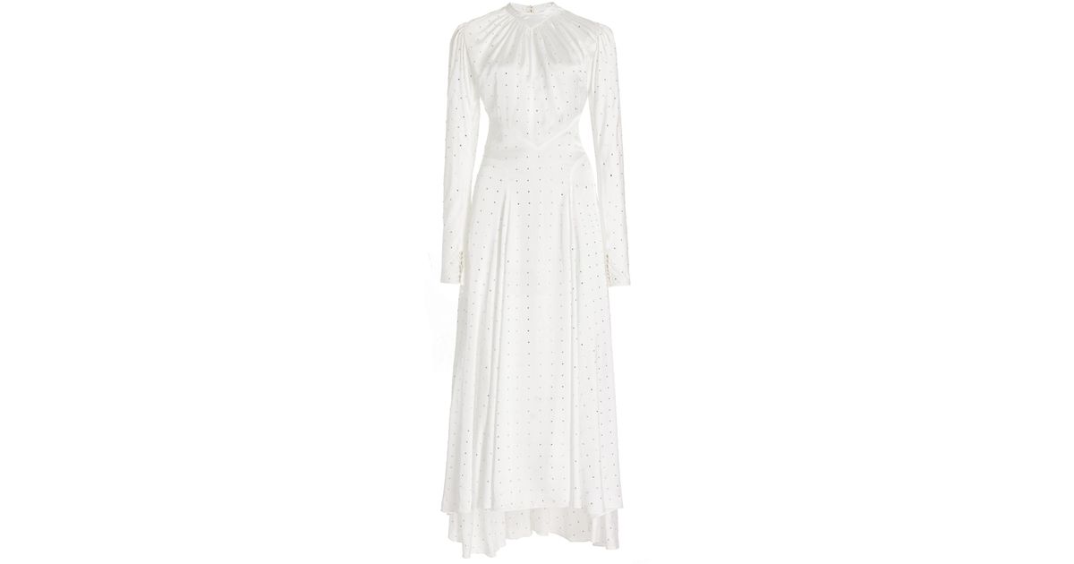 Paco Rabanne Exclusive Crystal-embellished Satin Maxi Dress in White | Lyst
