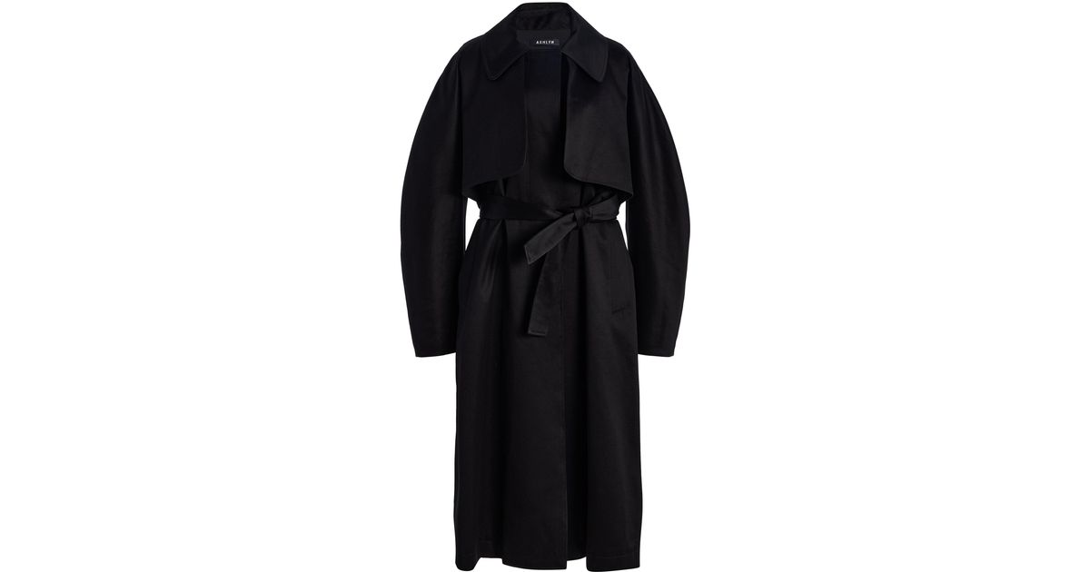 Ashlyn Andre Cotton Trench Coat in Black | Lyst UK
