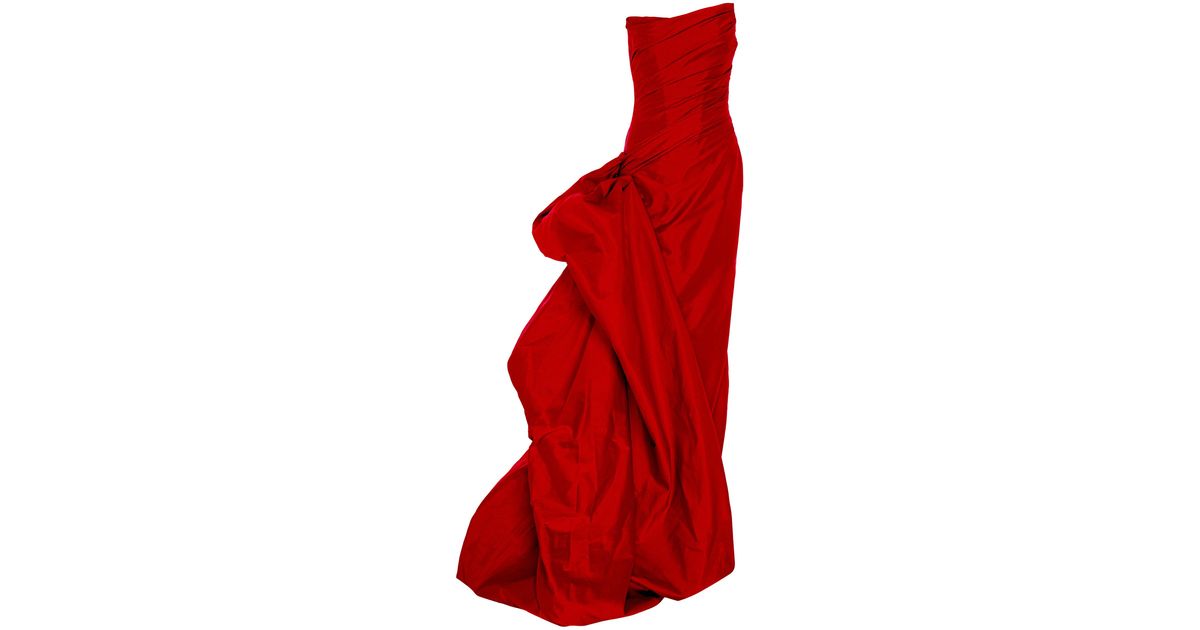 Marmar Halim Draped Taffeta Gown in Red | Lyst
