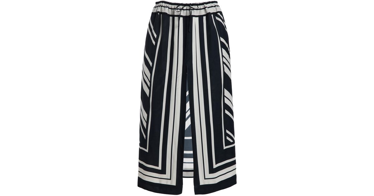 Brandon Maxwell The Jameson Striped Twill Maxi Skirt in Black | Lyst