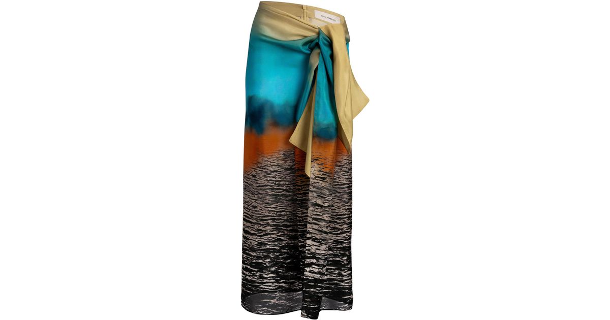 Silvia Tcherassi Viveka Printed Crepe Pareo in Black | Lyst UK