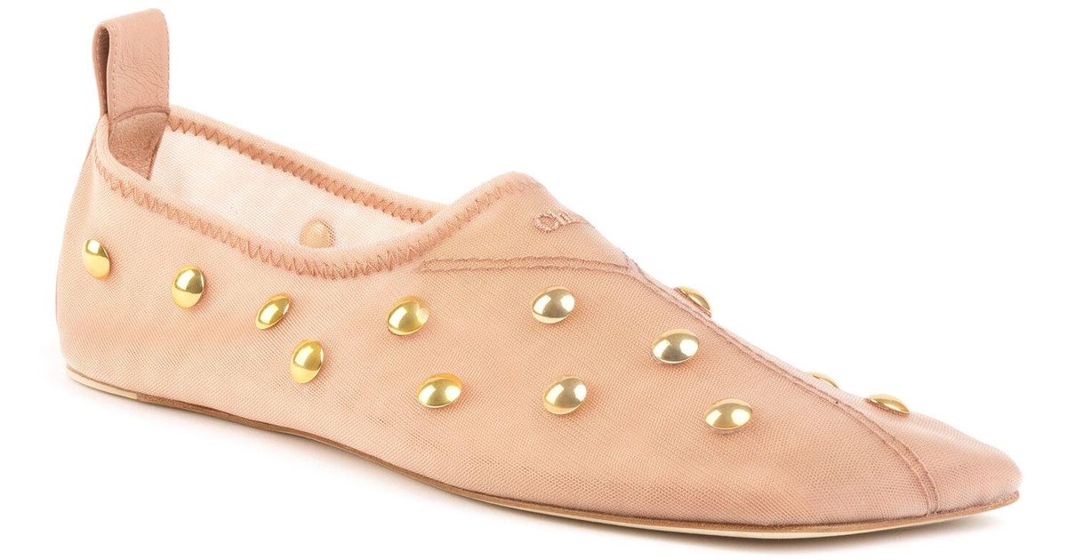 Chloé Rita Mesh Studded Ballet Flats in Pink | Lyst UK