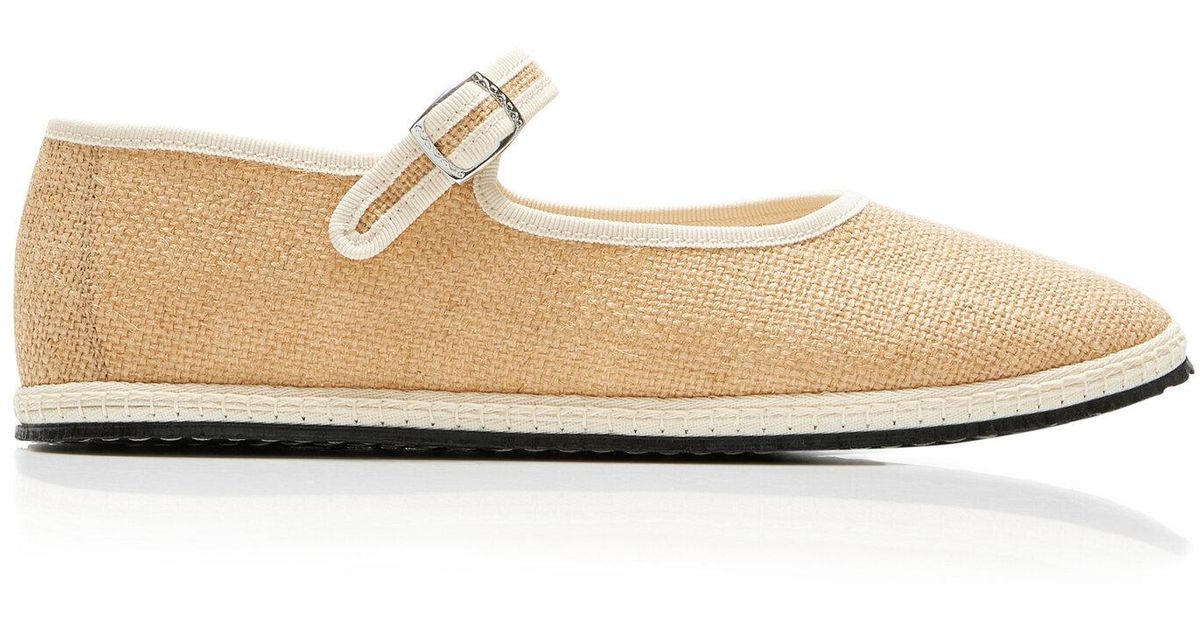 Vibi Venezia Exclusive Riviera Raffia Mary Jane Flats in White | Lyst