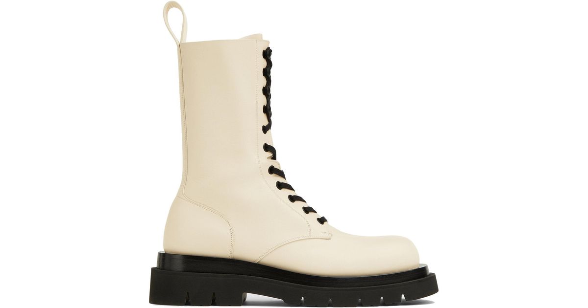 Bottega Veneta Lug Lace-up Boot Military Calf in White | Lyst