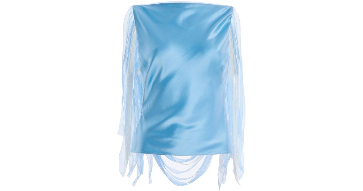 Christopher Esber Exclusive Lattice Lace-Trimmed Hammered-Silk Top in ...