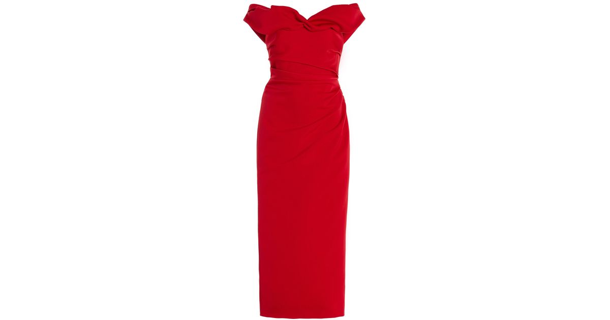 Rachel Gilbert Daria Gathered Satin Midi Dress | Lyst