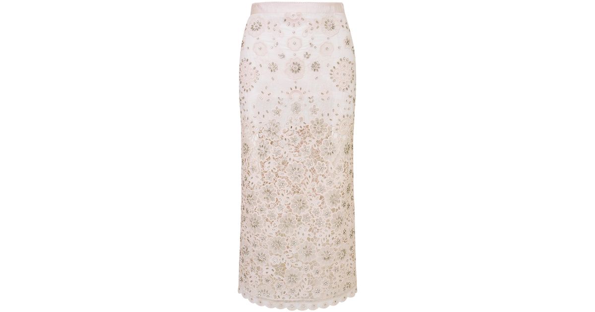 LoveShackFancy Reeves Embroidered Cotton Skirt in Natural | Lyst