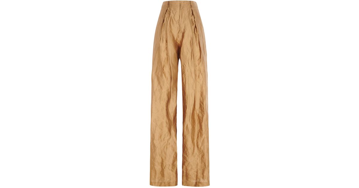 Ralph Lauren Greer Oversize Metallic Organza Wide-leg Pants in Natural ...