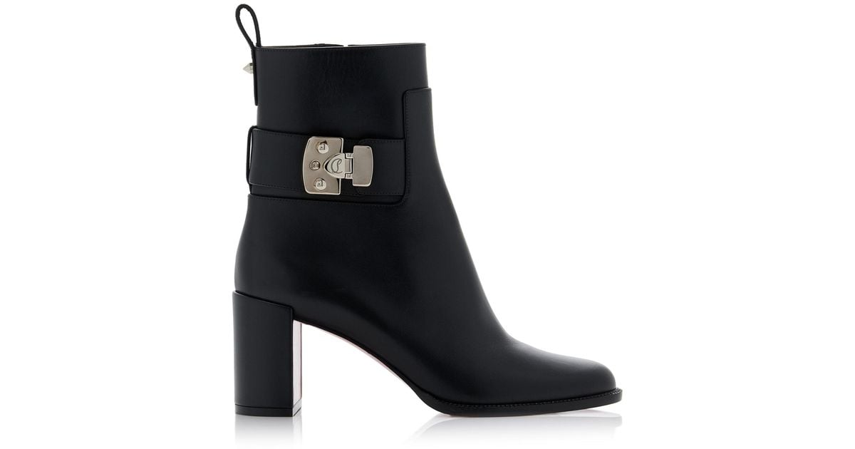 Christian Louboutin Booty Lock 70mm Leather Ankle Boots in Black | Lyst