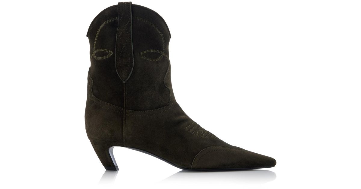 KHAITE Dallas Suede Boots in Black | Lyst