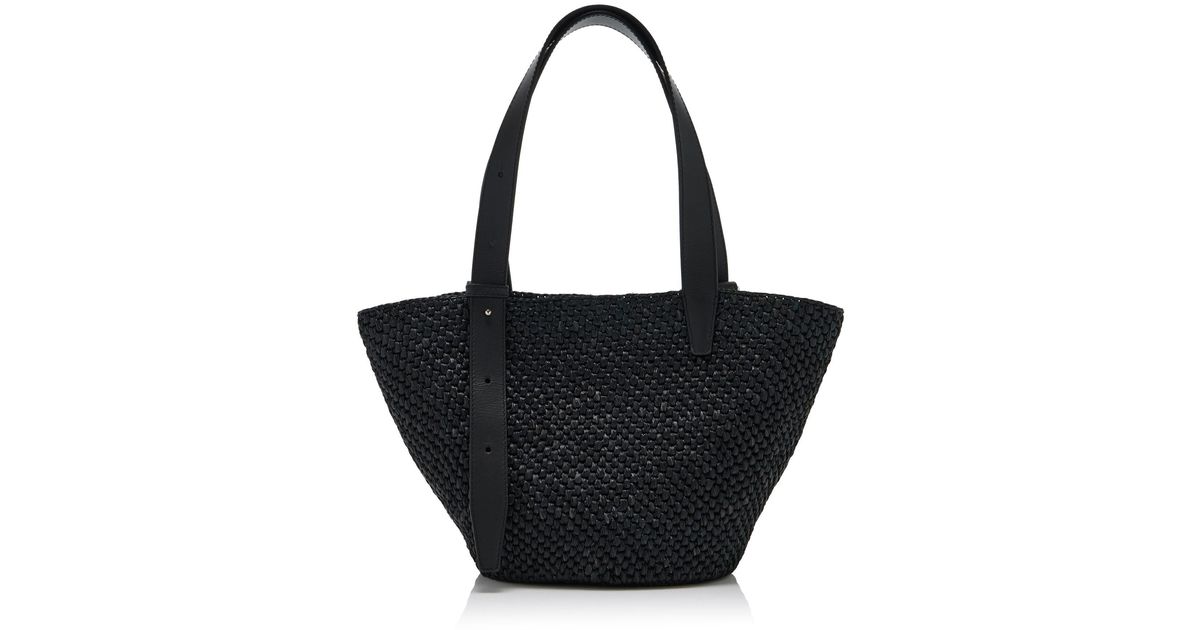 LIE STUDIO The Bianca Small Raffia Tote Bag in Black | Lyst