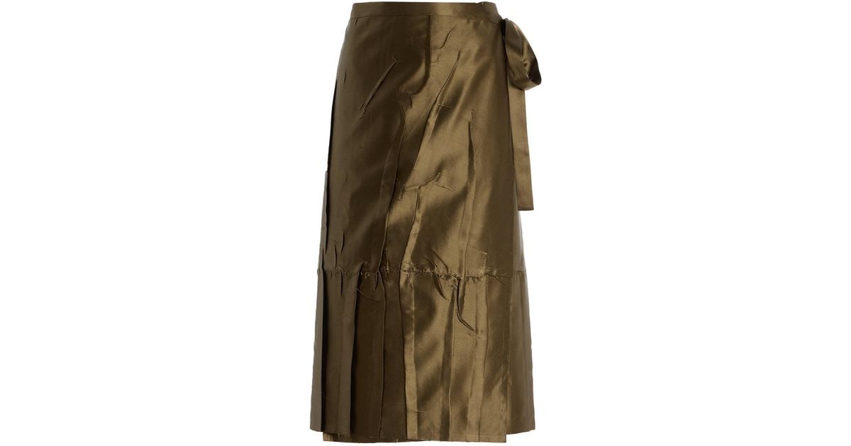 Marie Adam-Leenaerdt Aaron Silk Skirt in Green | Lyst