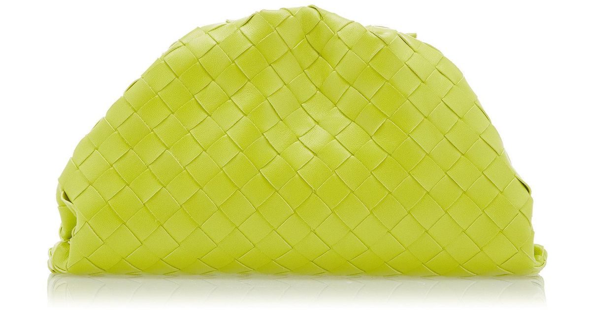Bottega Veneta The Teen Pouch Intrecciato Leather Clutch in Yellow | Lyst