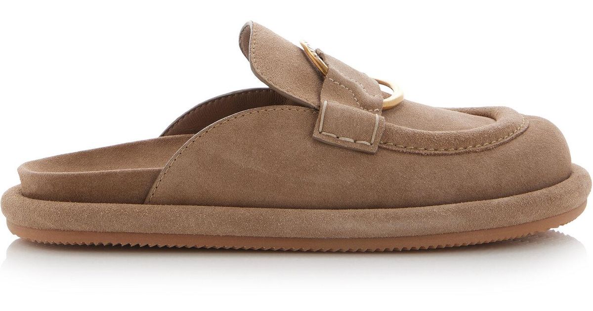Moncler Bell Suede Mules in Brown | Lyst