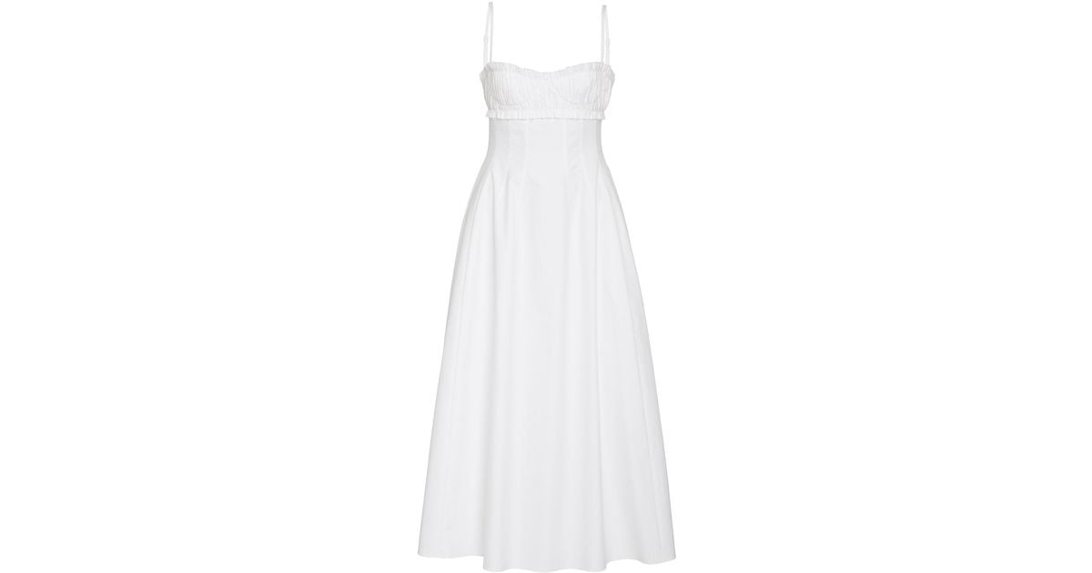 KHAITE Felicia Smocked Cotton Dress in White | Lyst