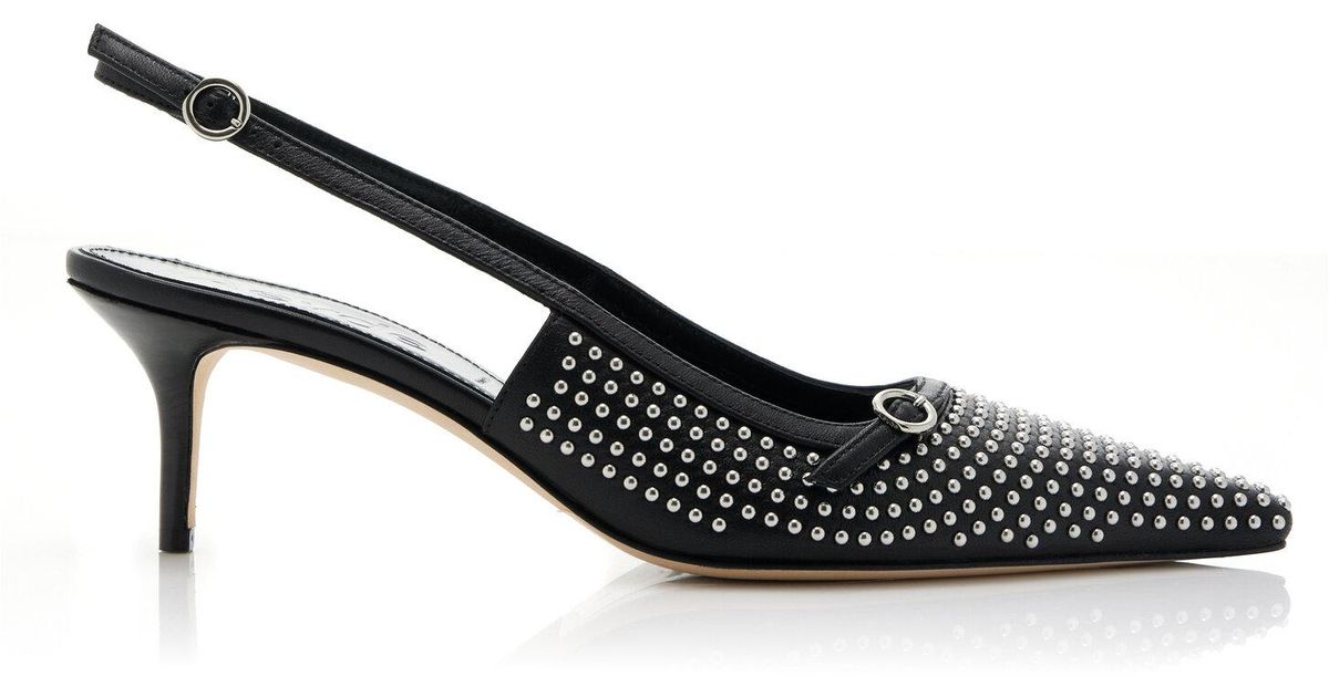 Aeyde Saba Studded Leather Slingback Pumps in Black | Lyst