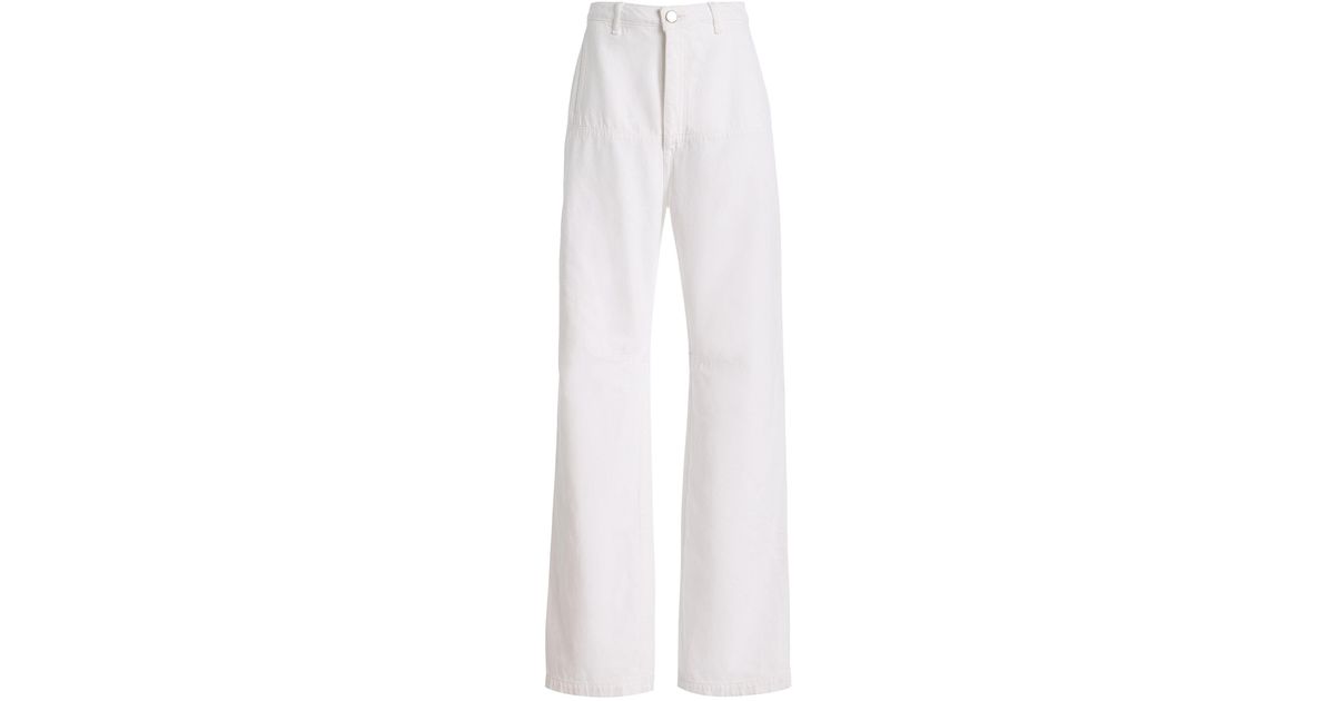 Brandon Maxwell The Stevie Cargo-Detailed Denim Wide-Leg Jeans in White ...
