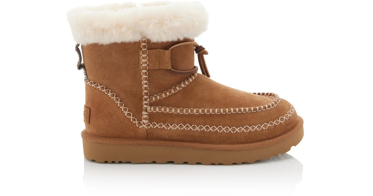 UGG Classic Alpine Mini Sheepskin Ankle Boots in Brown | Lyst