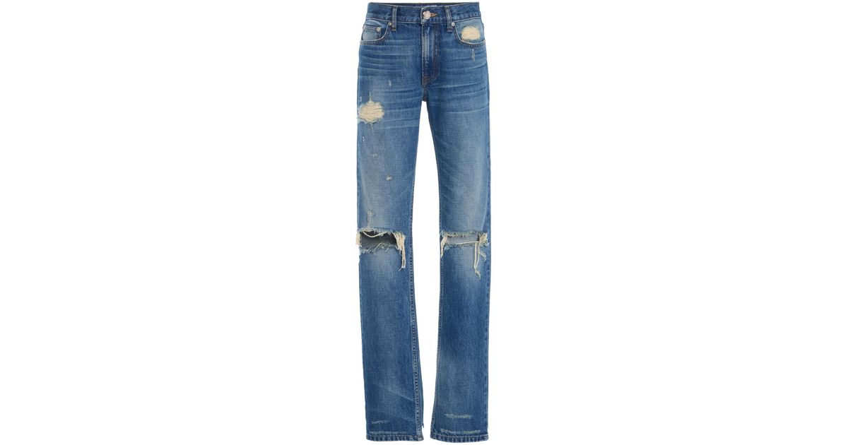 Brandon Maxwell The Riggs Distressed Denim Skinny Jeans in Blue | Lyst UK