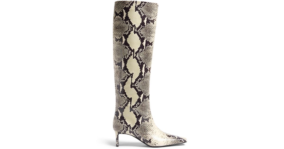 KHAITE Ona Python-effect Leather Knee Boots in White | Lyst