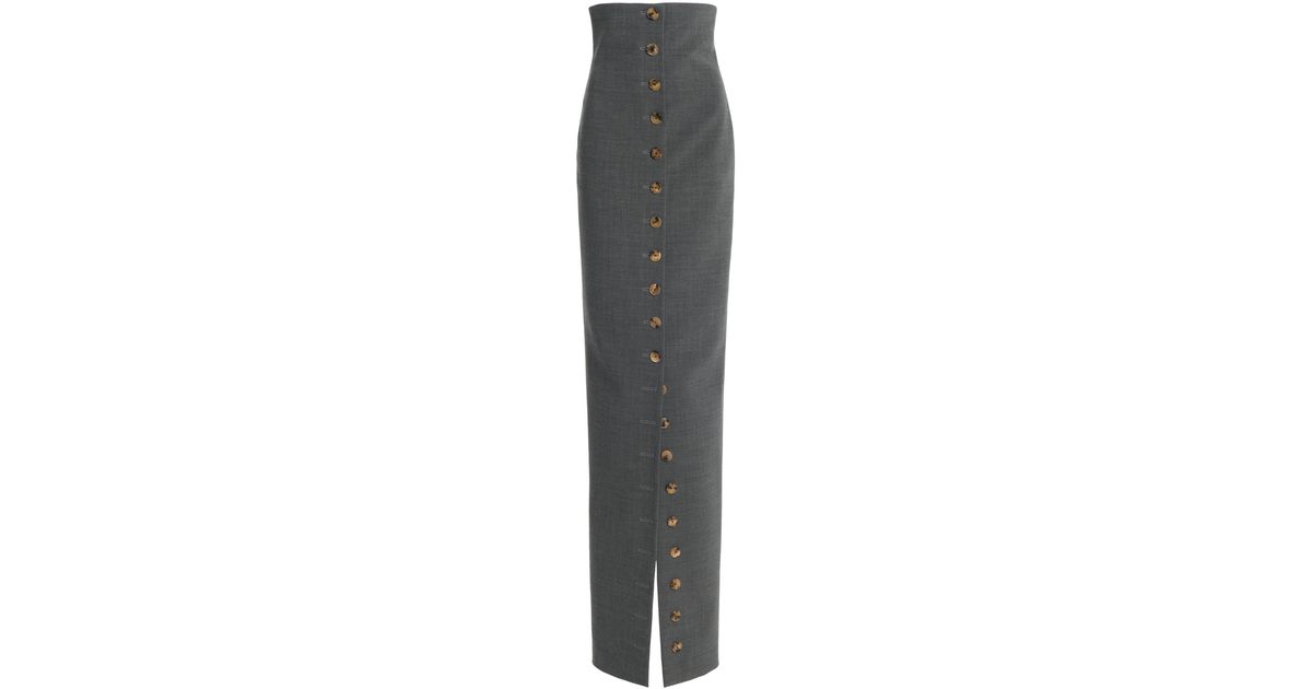 A.W.A.K.E. MODE Buttoned Maxi Pencil Skirt in Gray | Lyst