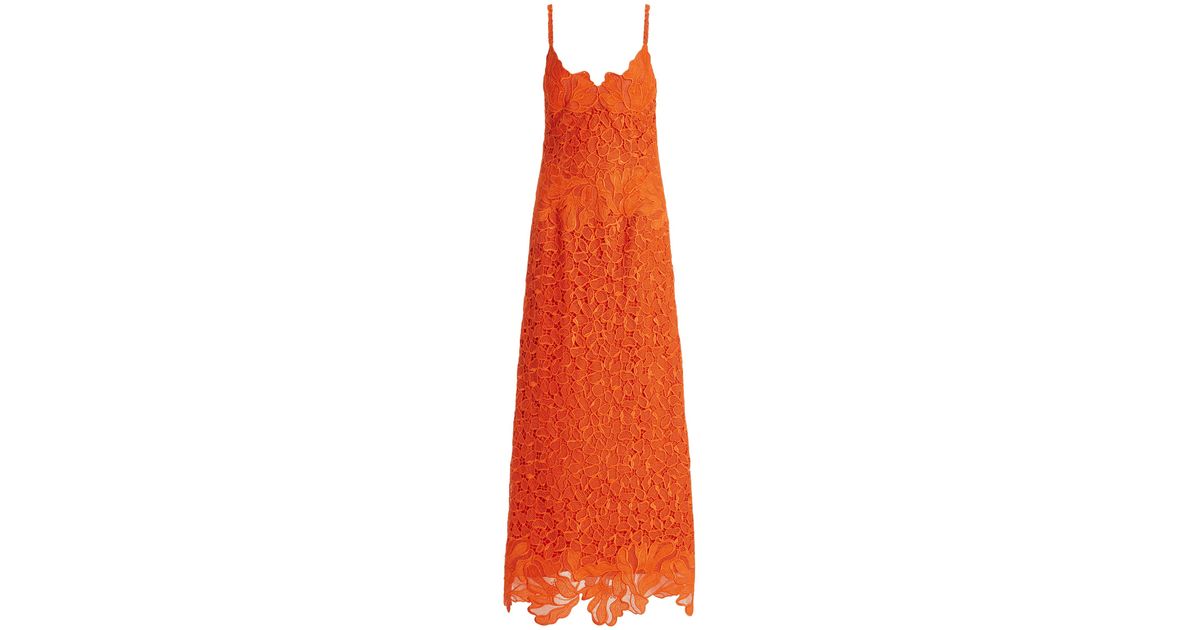 Jonathan Simkhai Phoenix Embroidered Lace Maxi Dress in Orange | Lyst
