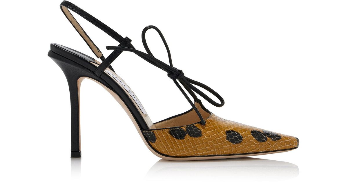 Jimmy Choo 2000 The Bow Snake-Effect Leather Pumps | Lyst