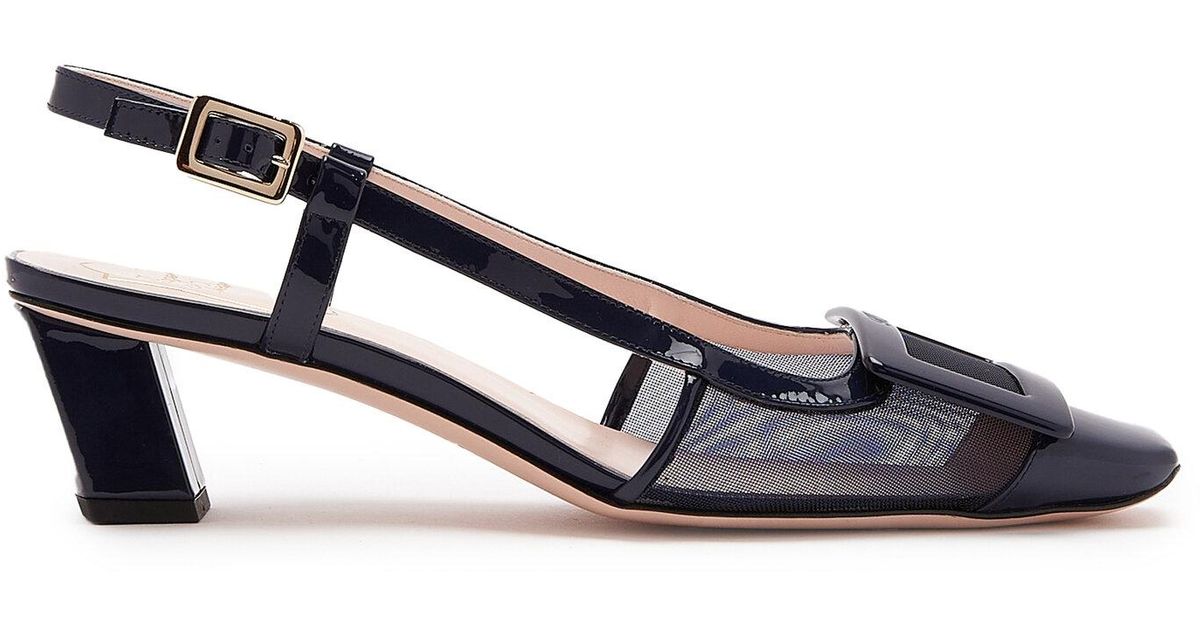Roger Vivier Belle Vivier Lacquered Mesh Slingback Pumps in Black | Lyst