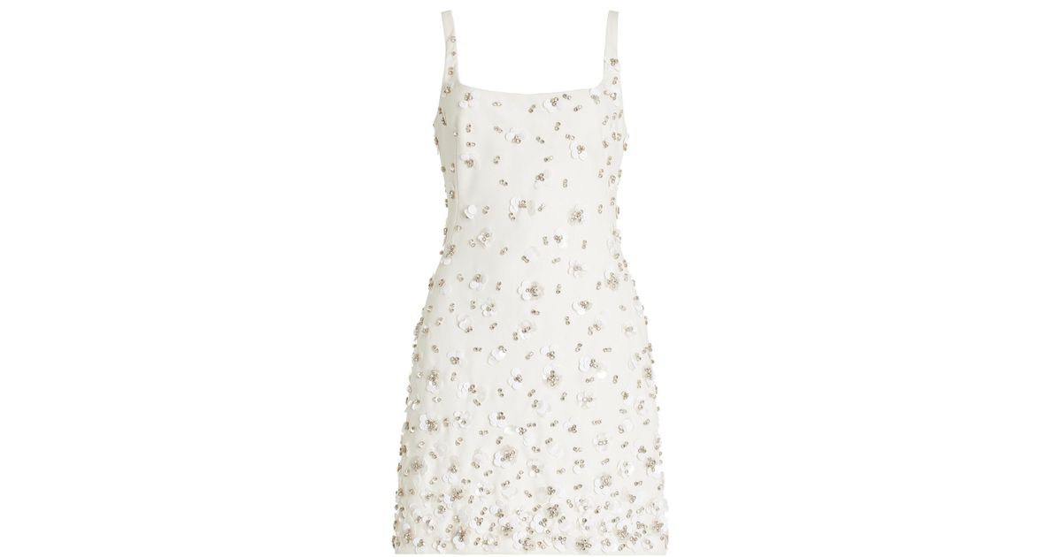 Jonathan Simkhai Ziva Crystal-embellished Crepe Mini Dress in White | Lyst