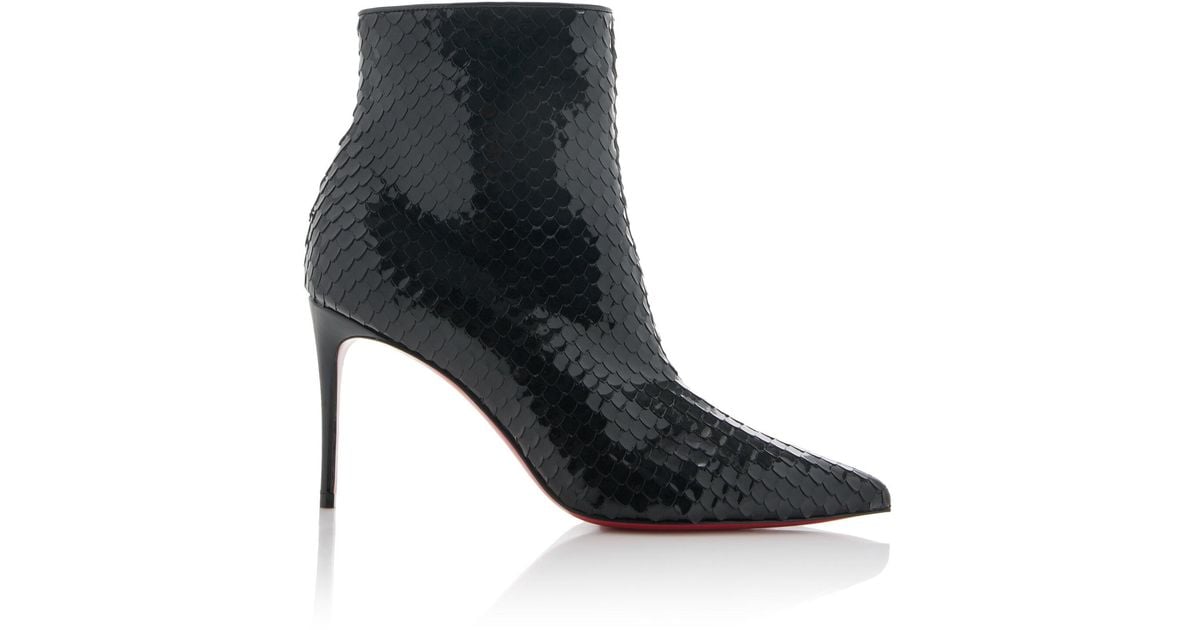 Christian Louboutin So Kate 85mm Croc-effect Patent Leather Ankle Boots ...
