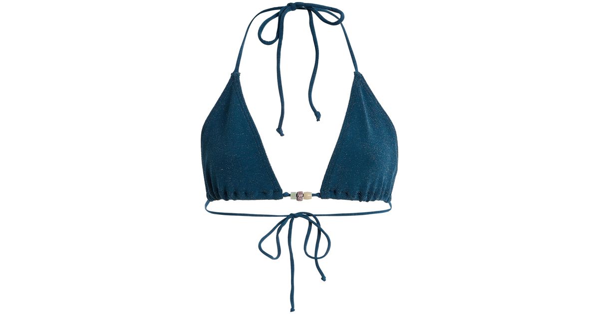 Bondeye Ingrid Beaded Shimmer Bikini Top in Blue | Lyst