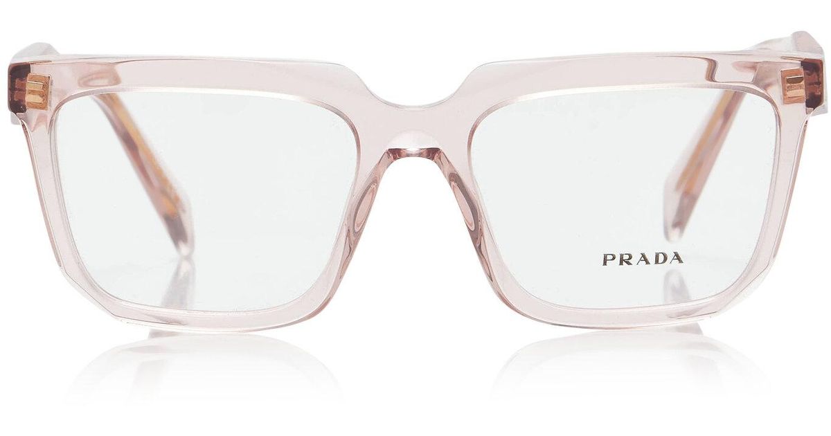 Prada Square-Frame Acetate Glasses in Pink | Lyst UK