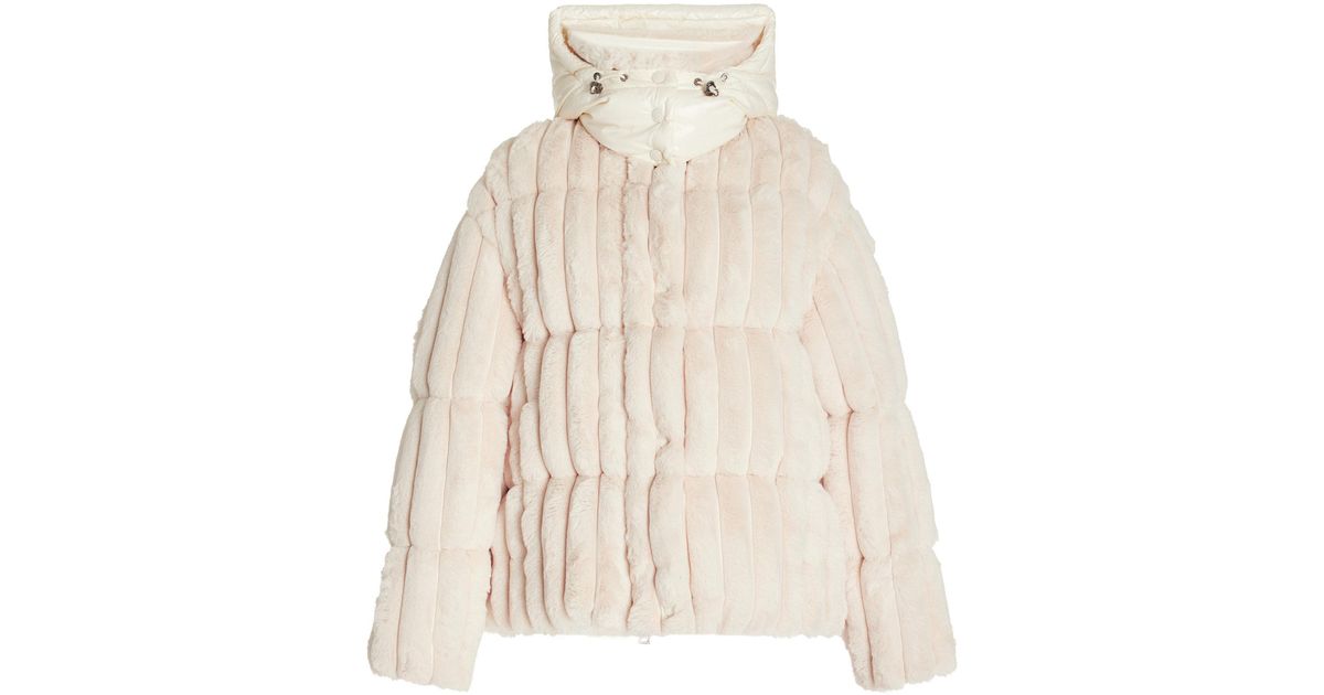 Moncler Fare Quilted Faux Fur Jacket in Natural | Lyst