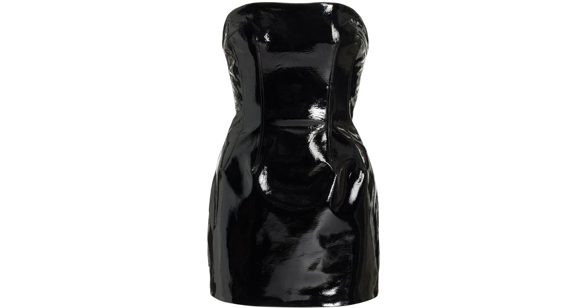 Laquan Smith Patent Leather Corset Mini Dress In Black Lyst