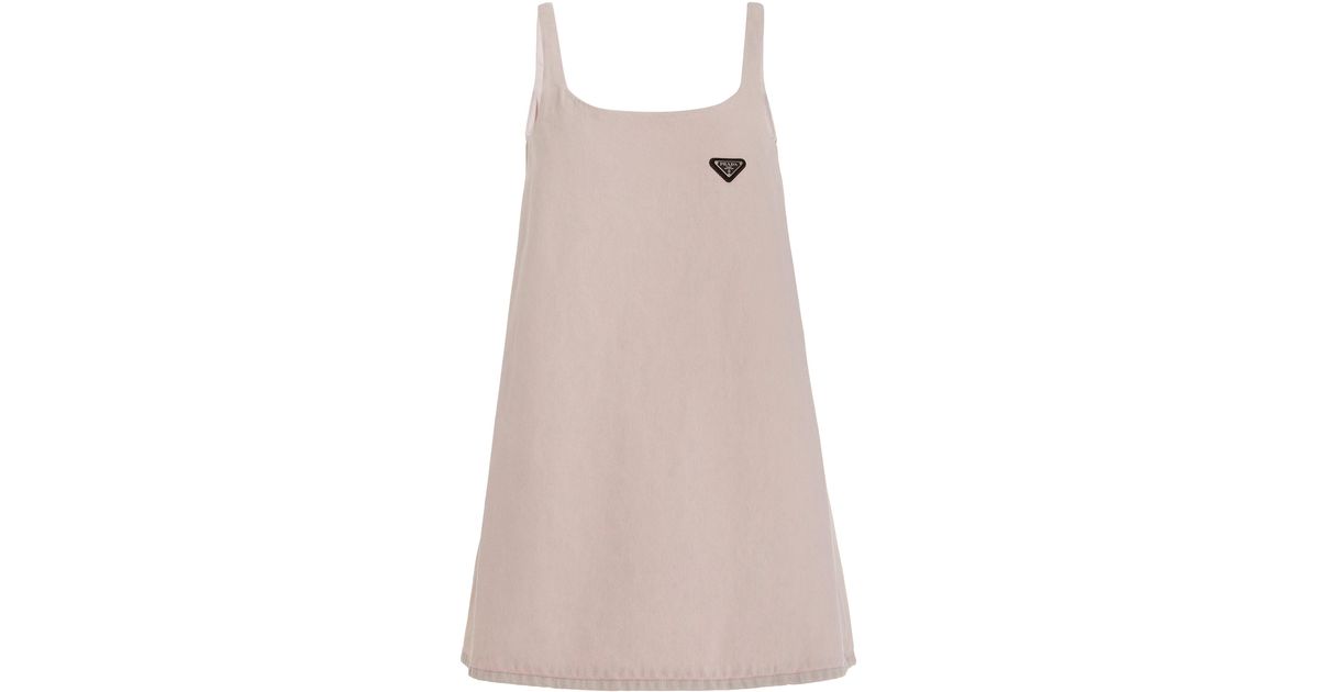 Prada Logo-detailed Denim Mini Dress in Pink | Lyst