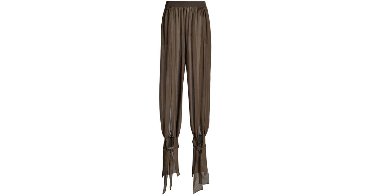 Burc Akyol Sultan Silk Chiffon Pants in Brown | Lyst