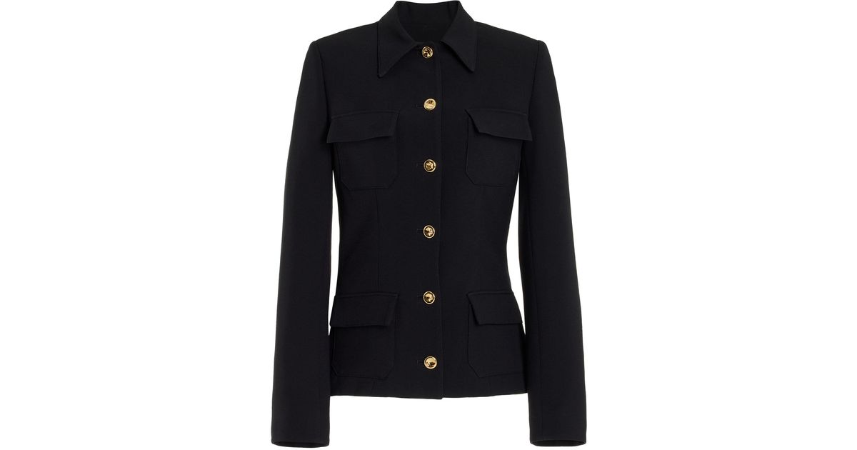 Brandon Maxwell The Gage Tailored Wool-silk Crepe Jacket in Black | Lyst