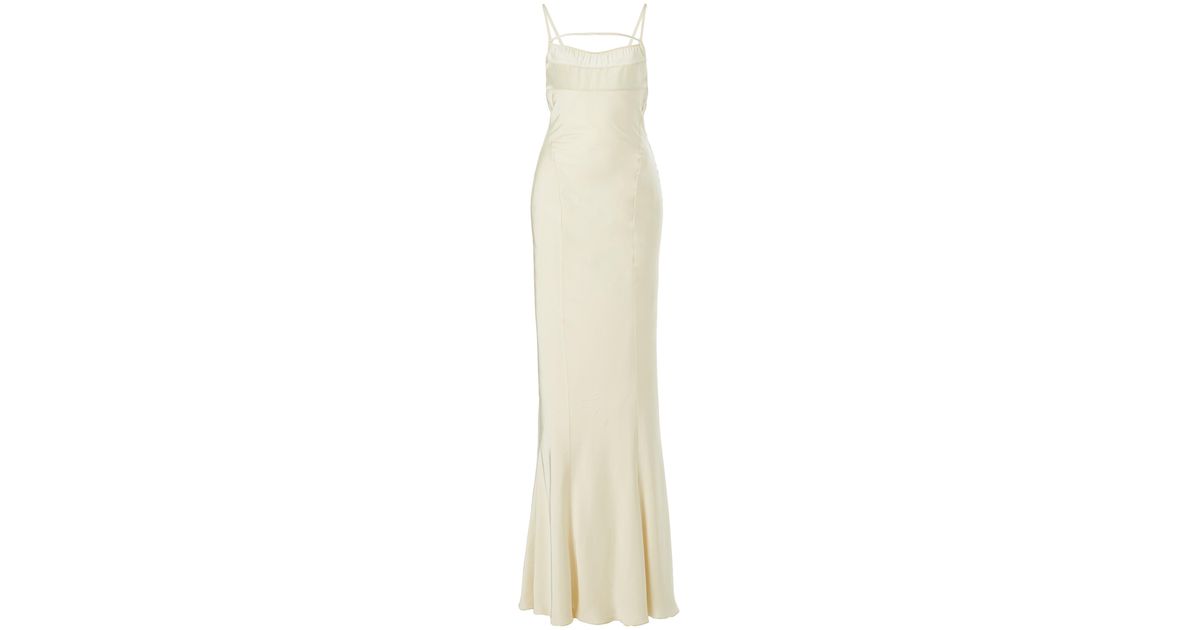 Jacquemus Novio Tie-detailed Satin Gown in Natural | Lyst
