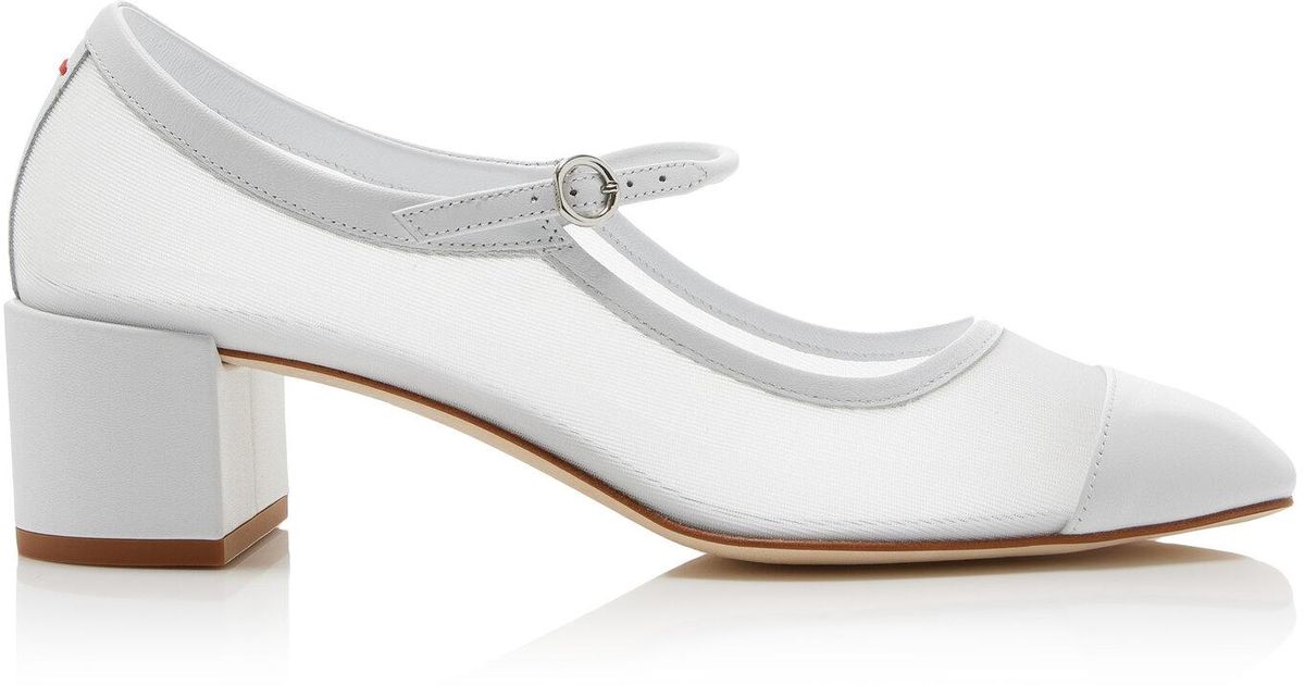 Aeyde Aline Mesh Mary Jane Pumps in White | Lyst