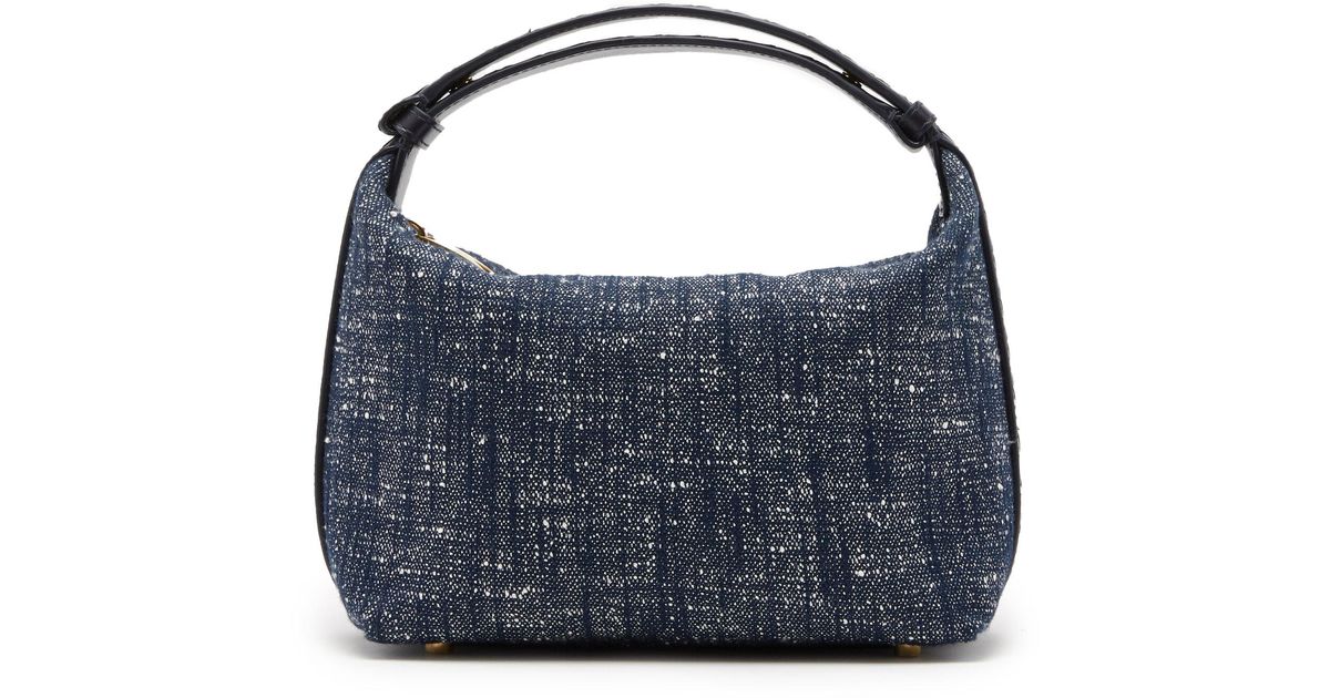 Bottega Veneta Mini Wallace Denim Bouclé Bag in Blue | Lyst